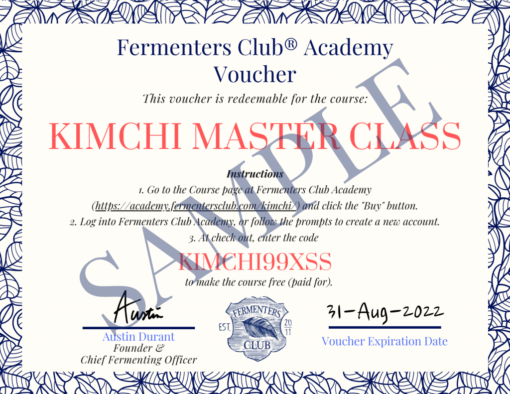 Kimchi Master Class [Gift Voucher] - Fermenters Club